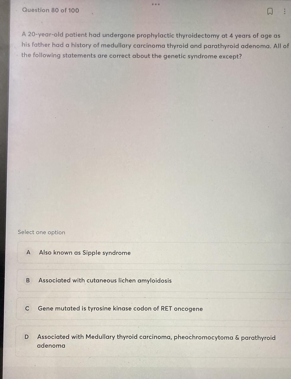 Solved Question 80 of 100 A 20-year-old patient had | Chegg.com
