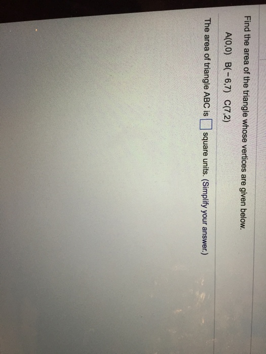Solved Find the area of the triangle whose vertices are | Chegg.com