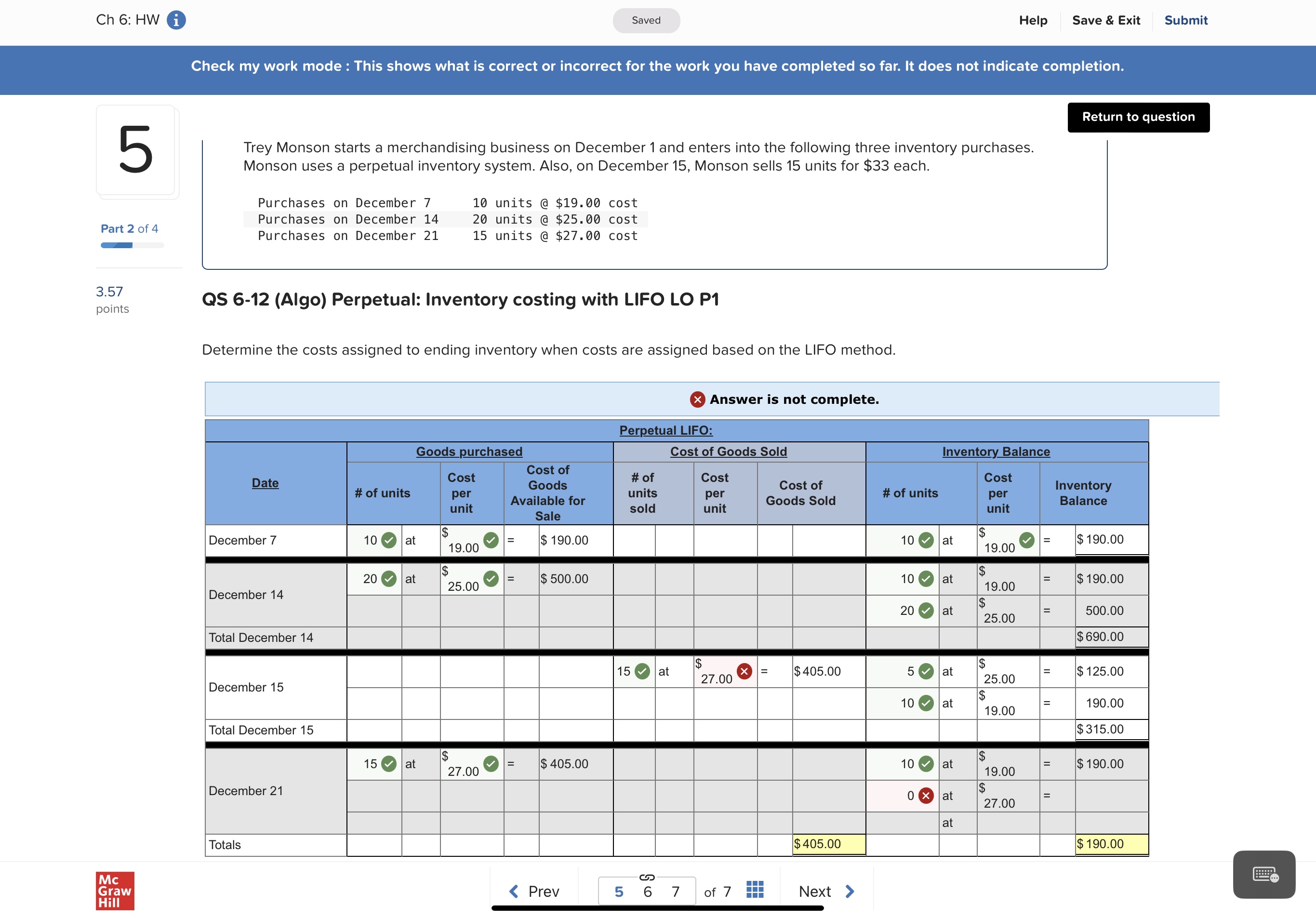 Solved Ch 6: HWHelpSave & ExitSubmitCheck my work mode : | Chegg.com