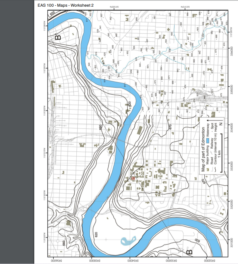 Solved Using the map of central Edmonton (Maps - Worksheet | Chegg.com
