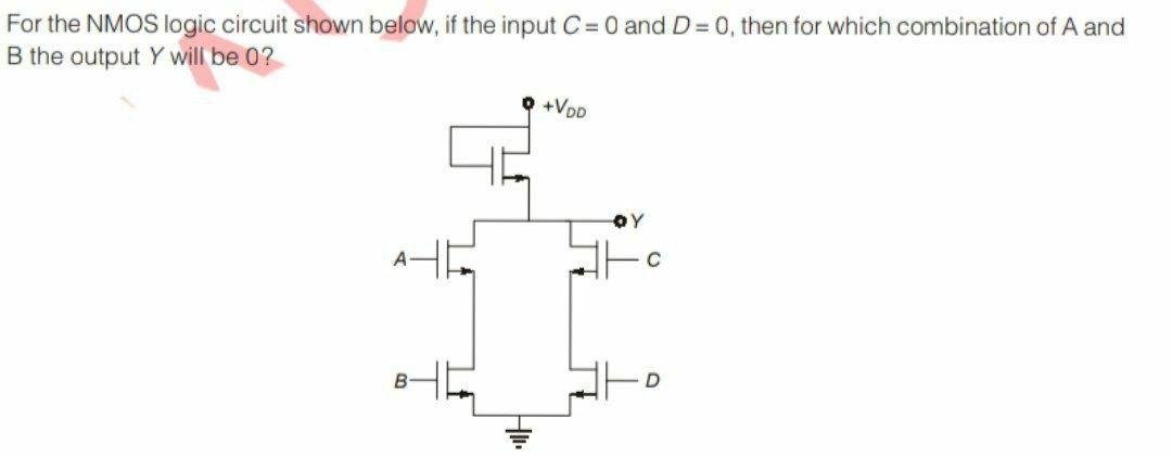 Solved For the NMOS logic circuit shown below, if the input | Chegg.com