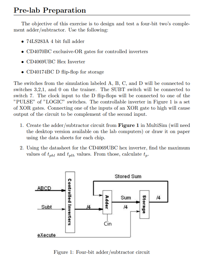 Pre-lab Preparation The objective of this exercise is | Chegg.com