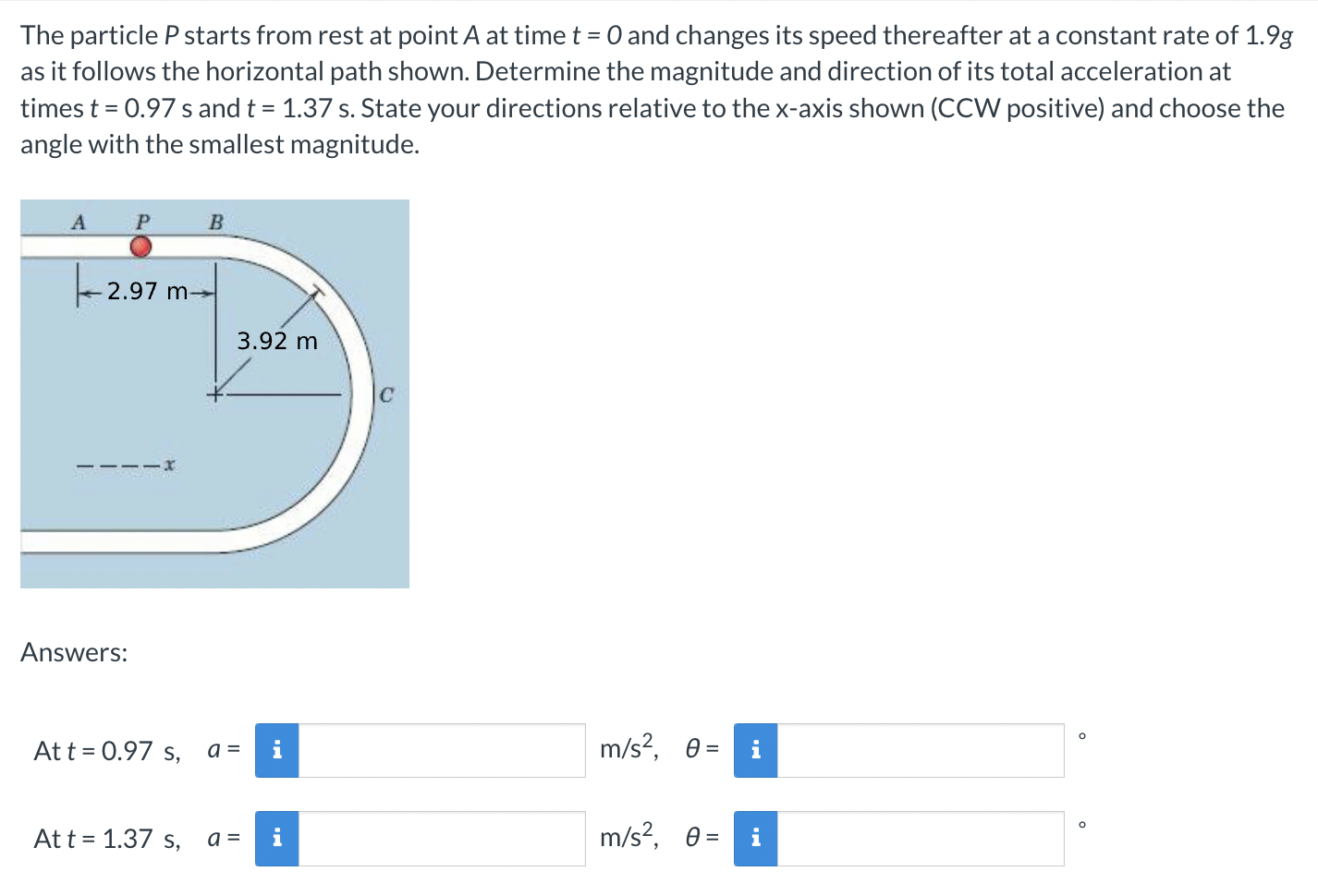 Solved The particle P starts from rest at point A at time t | Chegg.com