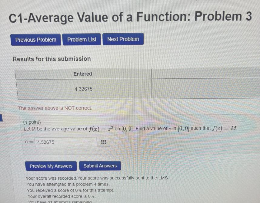 Solved C1-Average Value of a Function: Problem 3 Results for | Chegg.com Solved C1-Average Value of a Function: Problem 3 Results for | Chegg.com
