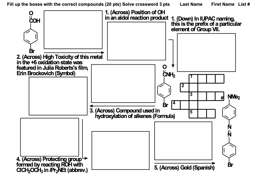 Solved Fill up the boxes with the correct compounds pts) | Chegg.com Solved Fill up the boxes with the correct compounds pts) | Chegg.com