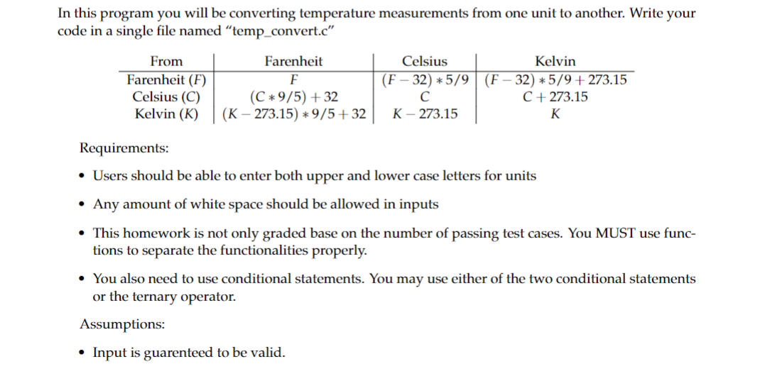 Solved In this program you will be converting temperature | Chegg.com
