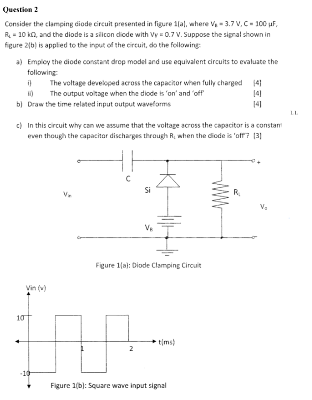Solved Consider the clamping diode circuit presented in | Chegg.com Solved Consider the clamping diode circuit presented in | Chegg.com