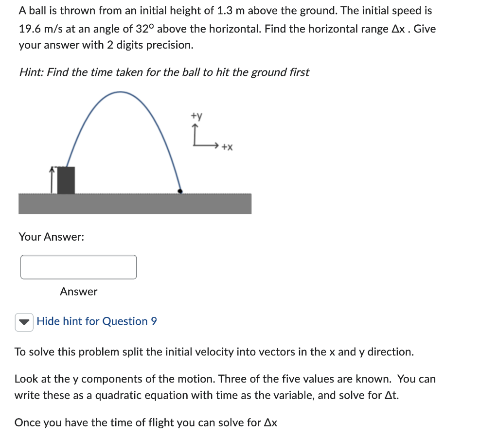 Solved A ball is thrown from an initial height of 1.3 m | Chegg.com