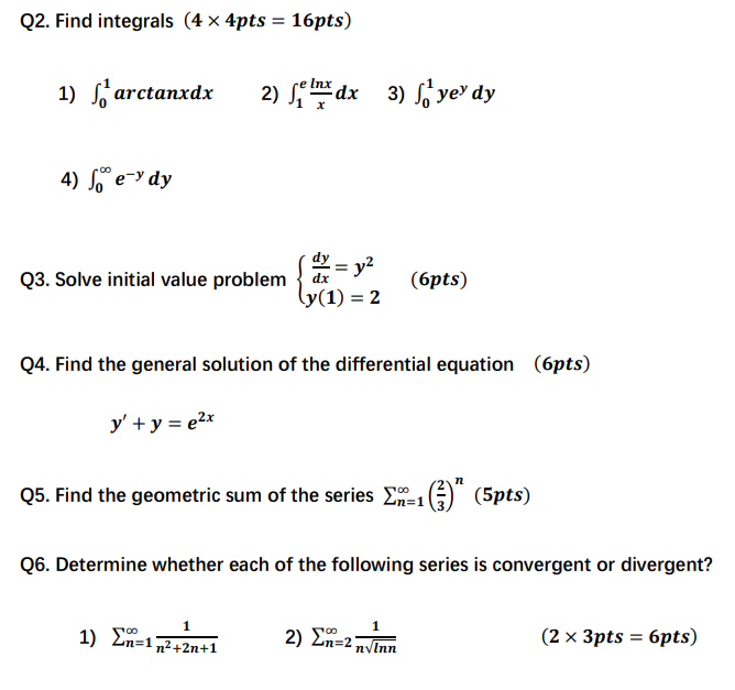 Solved dy dx - y2 (y(1) = 2 Q3. Solve initial value problem | Chegg.com