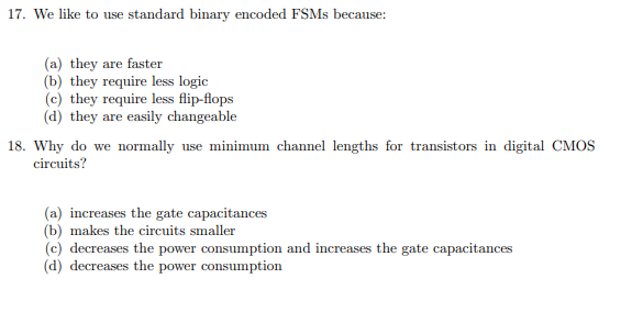 Solved 17. We like to use standard binary encoded FSMs | Chegg.com
