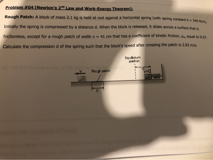 Solved Problem #04 [Newton's 2nd Law and Work- Energy | Chegg.com