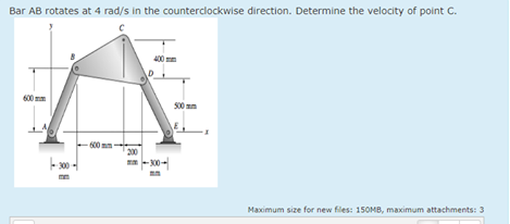 Solved Bar AB rotates at 4 rad/s in the counterclockwise | Chegg.com