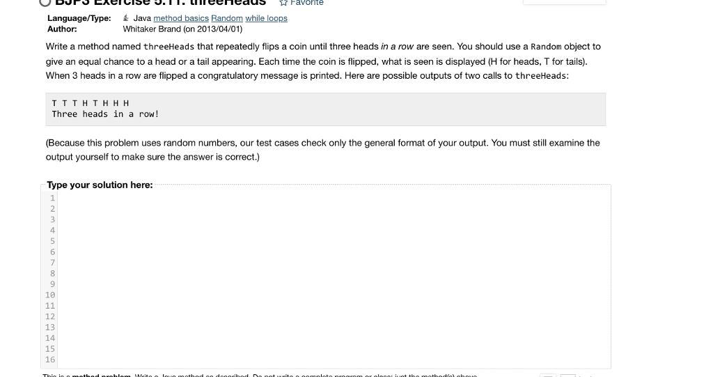 Solved ? Favorite Java method basics Random while loops | Chegg.com
