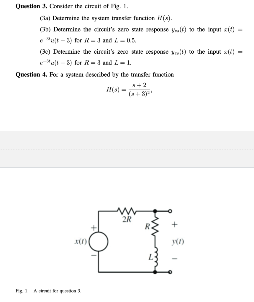 Solved Question 3. Consider the circuit of Fig. 1. (3a) | Chegg.com