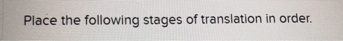 Solved Place the following stages of translation in order. | Chegg.com