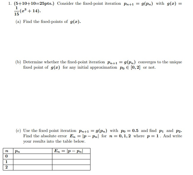 Solved 1. (5+10+10=25pts.) Consider the fixed-point | Chegg.com
