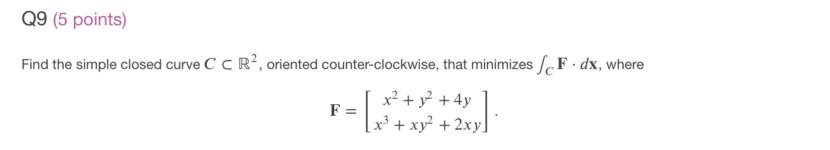 Solved Q9 (5 points) Find the simple closed curve C CR?, | Chegg.com