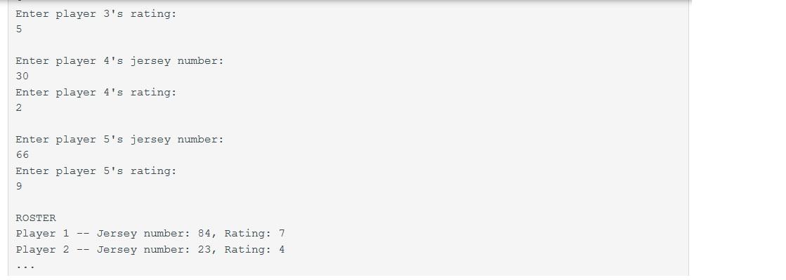 Solved 8.14 LAB*: Program: Soccer team roster This program | Chegg.com