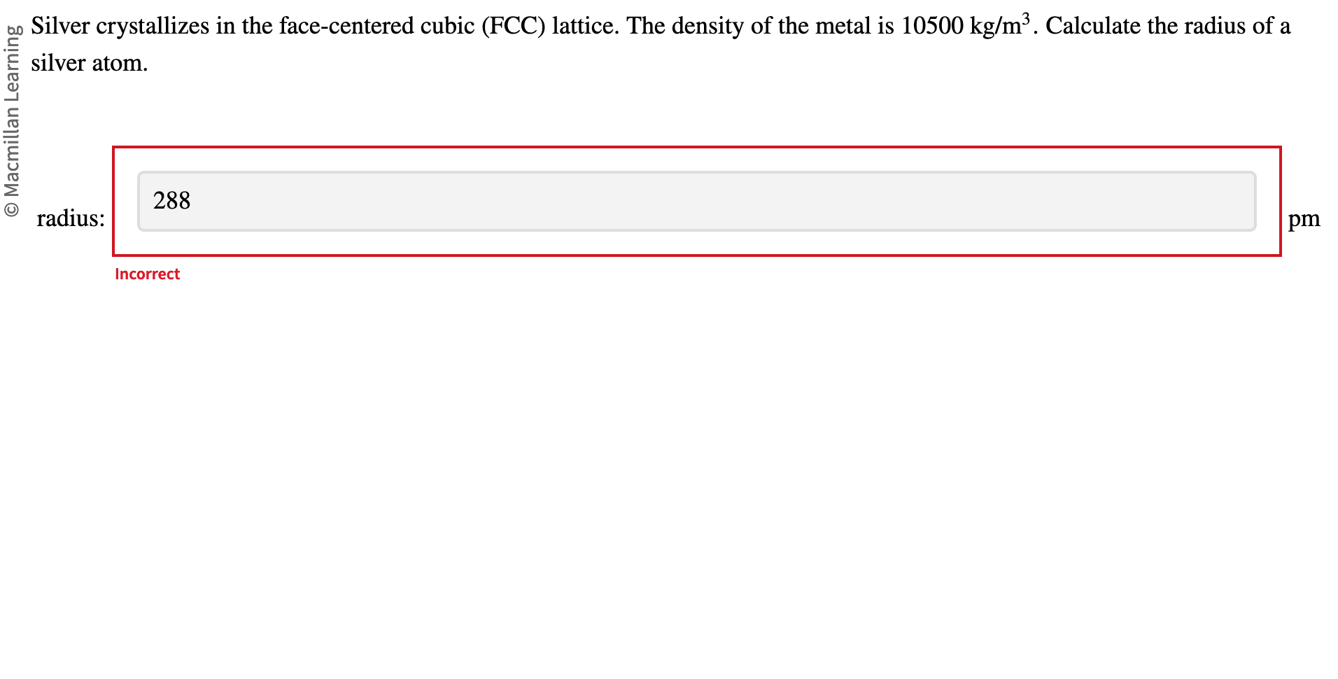 Solved Silver crystallizes in the face-centered cubic (FCC) | Chegg.com