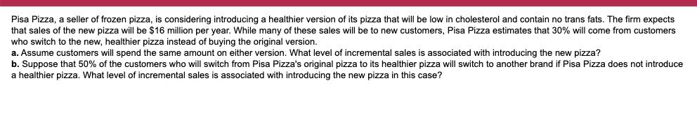 Solved Pisa Pizza, a seller of frozen pizza, is considering | Chegg.com