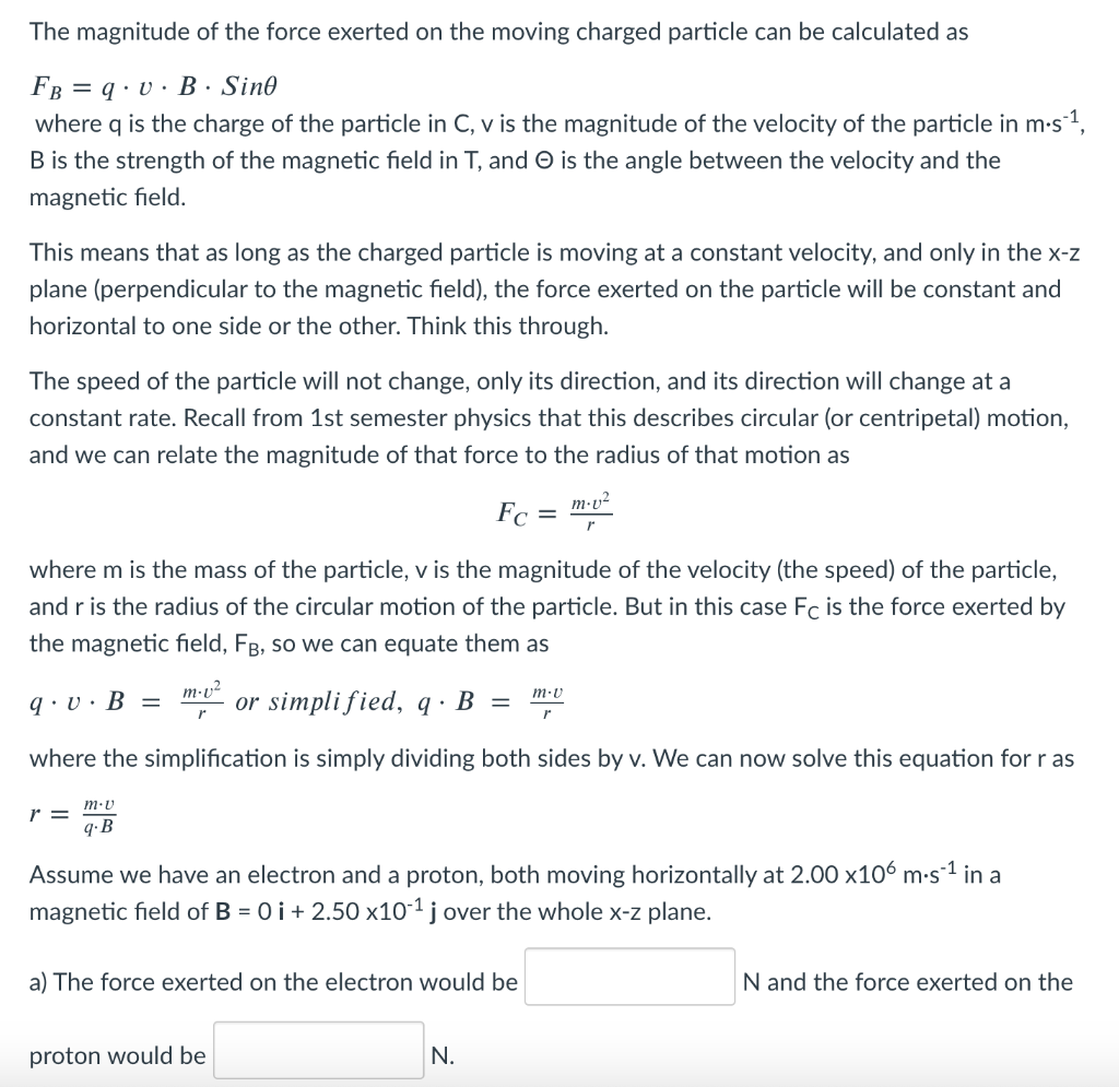 Solved Instructional Problem: Motion of a charged particle | Chegg.com