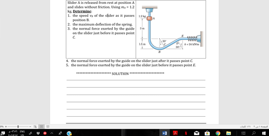 Solved Slider A is released from rest at position A and | Chegg.com