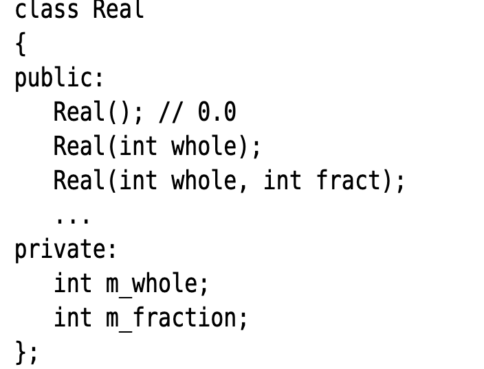 Solved please help in c++ The class Real is a number type | Chegg.com