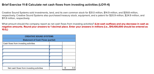 Solved Brief Exercise 11-8 Calculate net cash flows from | Chegg.com