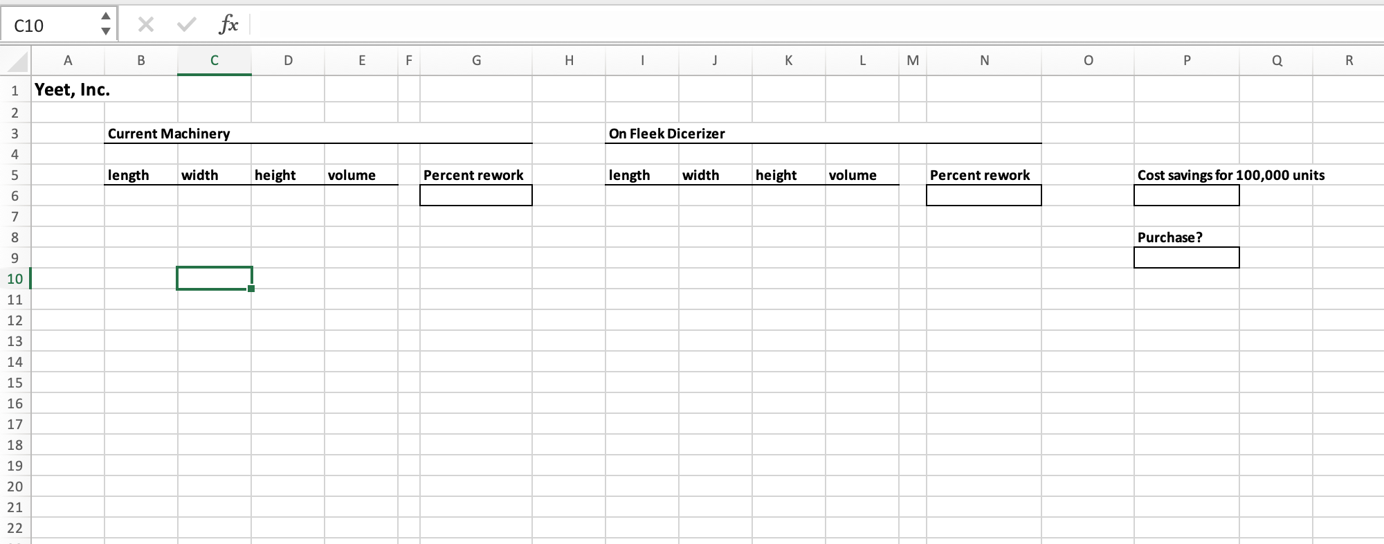 Use sheet "Problem 5" Yeet, Inc. is a manufacturer of | Chegg.com