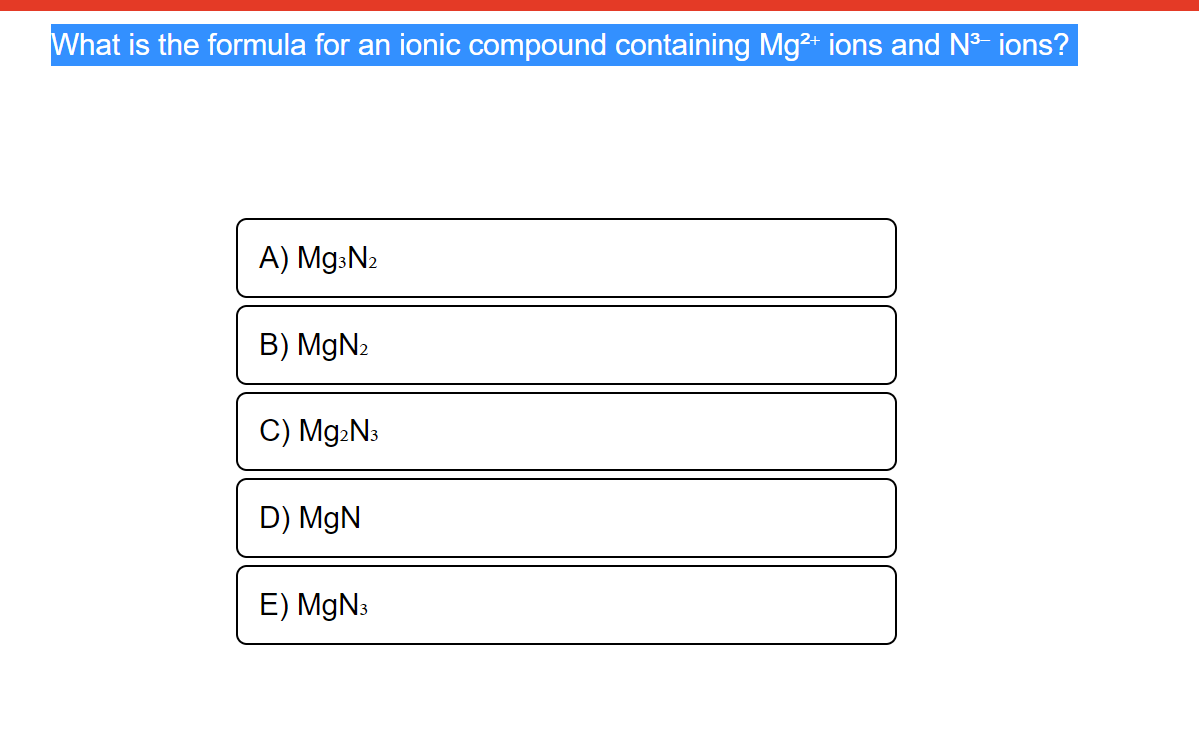 Solved What is the formula for an ionic compound containing | Chegg.com