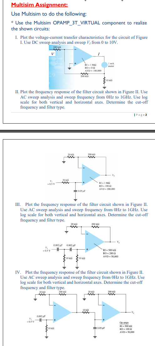 Solved Multisim Assignment: Use Multisim to do the | Chegg.com