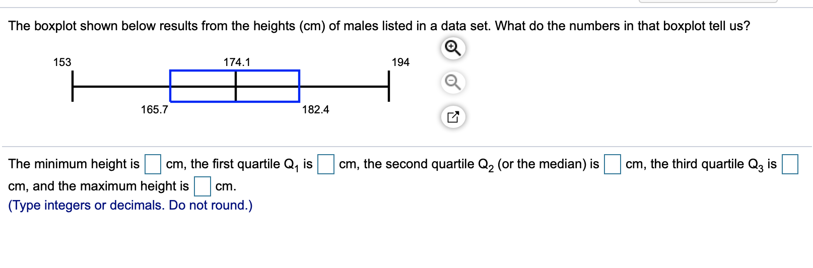 Solved The boxplot shown below results from the heights (cm) | Chegg.com