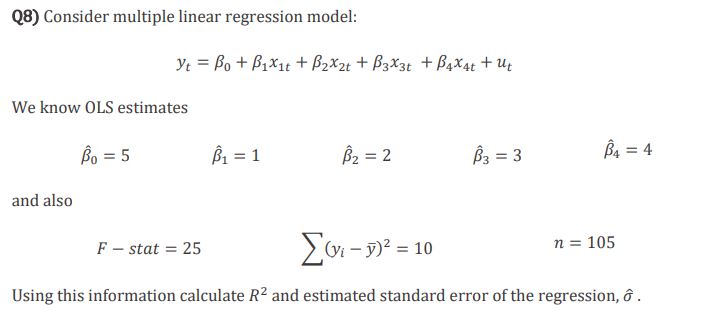 Solved Q8) Consider multiple linear regression model: | Chegg.com
