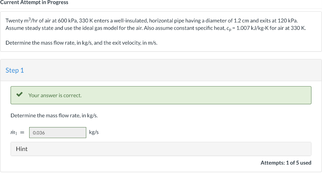 Solved Current Attempt in Progress Twenty m3/hr of air at | Chegg.com