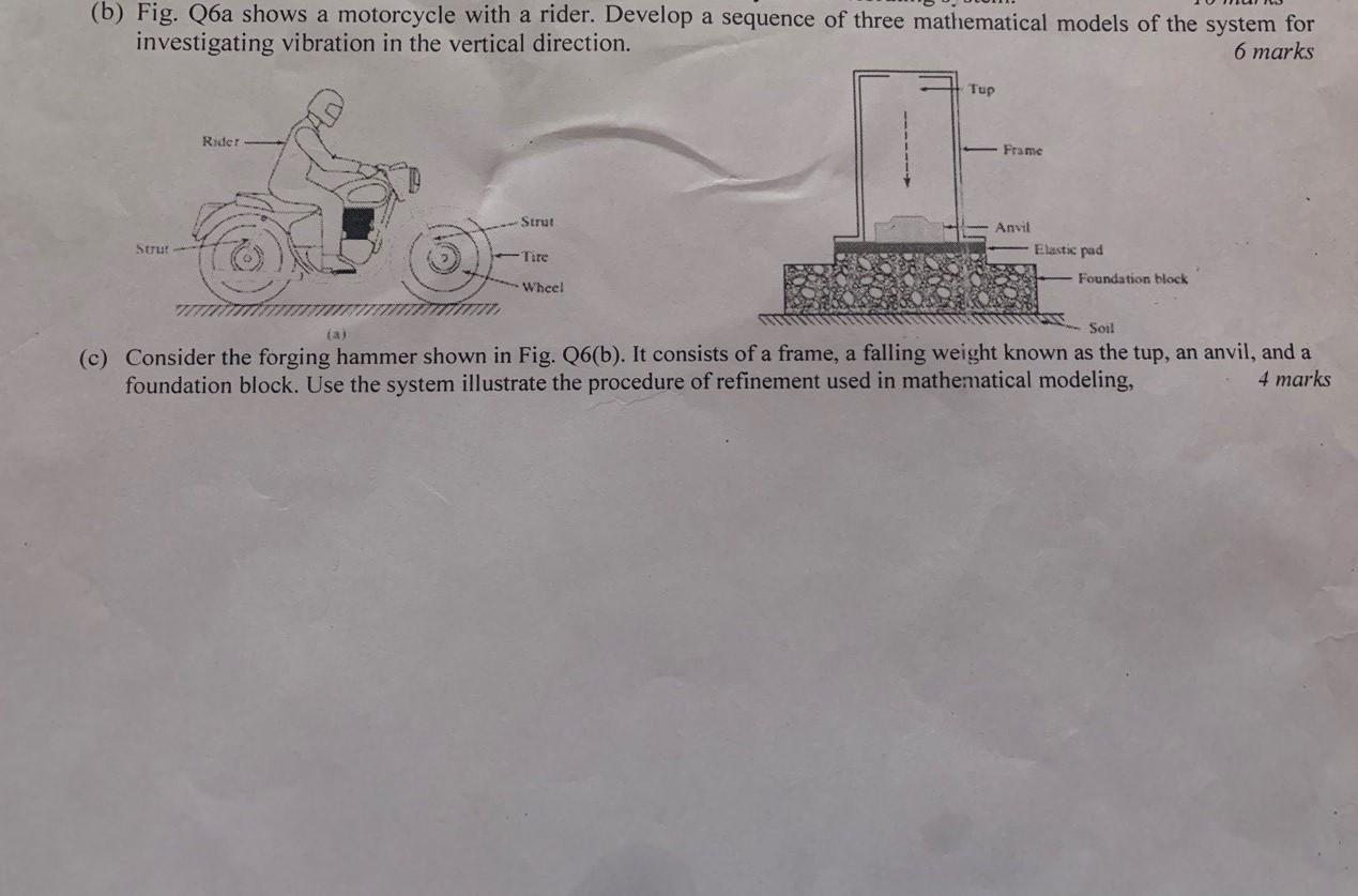 Solved (b) Fig. Q6a shows a motorcycle with a rider. Develop | Chegg.com