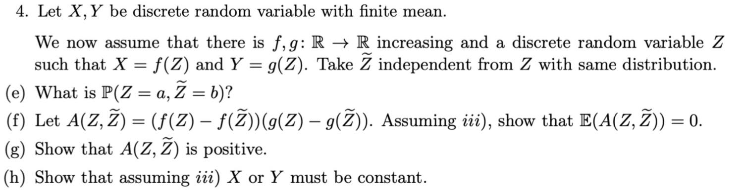 Solved 4. Let X,Y be discrete random variable with finite | Chegg.com
