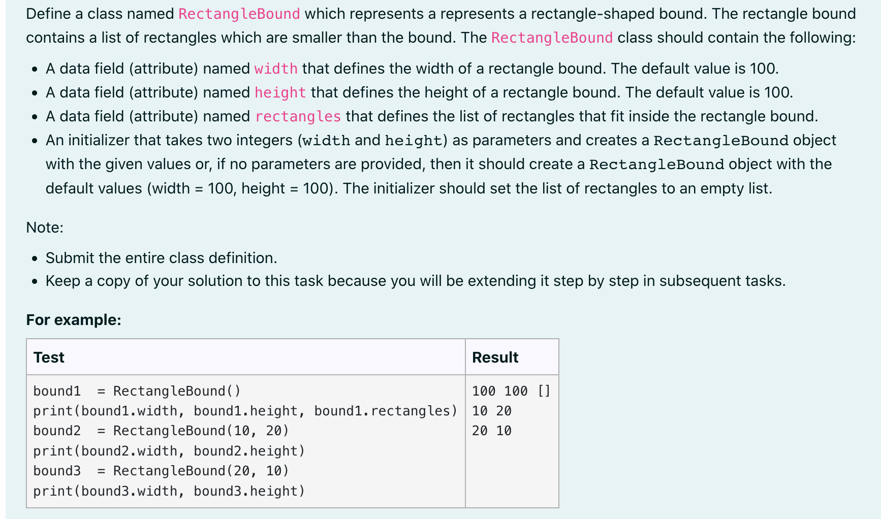 Solved Define a class named Rectang le which represents | Chegg.com