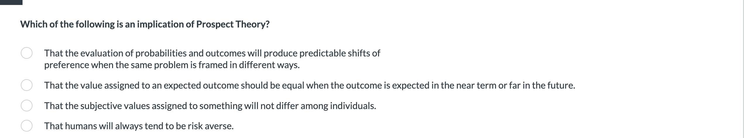 Solved Which of the following is an implication of Prospect | Chegg.com