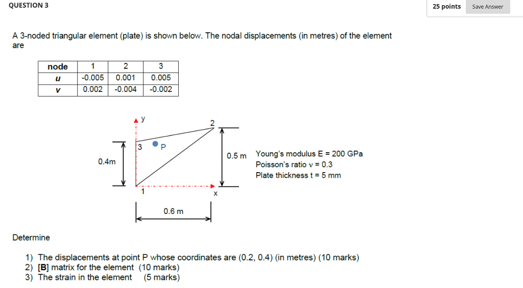 Solved A 3-noded triangular element (plate) is shown below. | Chegg.com