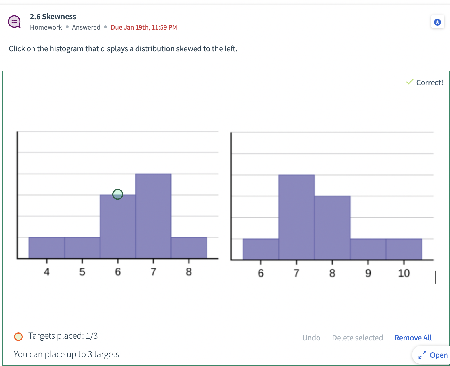 Solved Click on the histogram that displays a distribution | Chegg.com