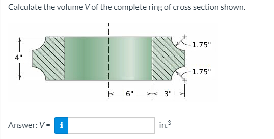 Solved Calculate the volume V of the complete ring of cross | Chegg.com