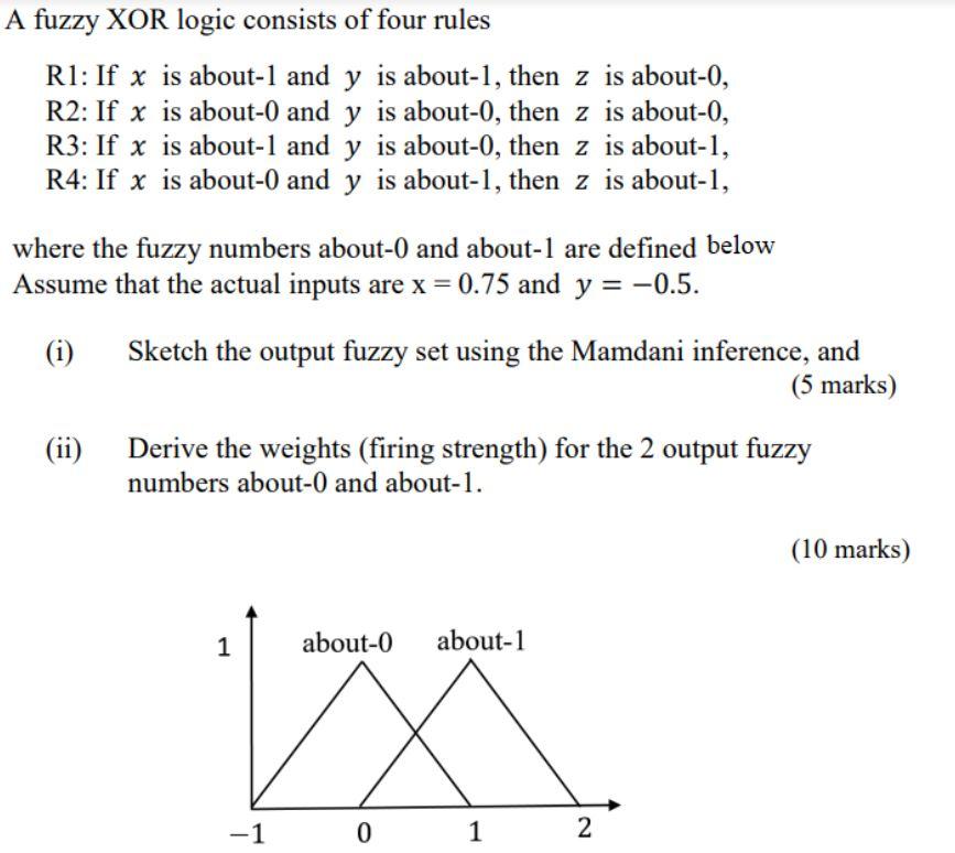 Solved A fuzzy XOR logic consists of four rules R1: If x is | Chegg.com