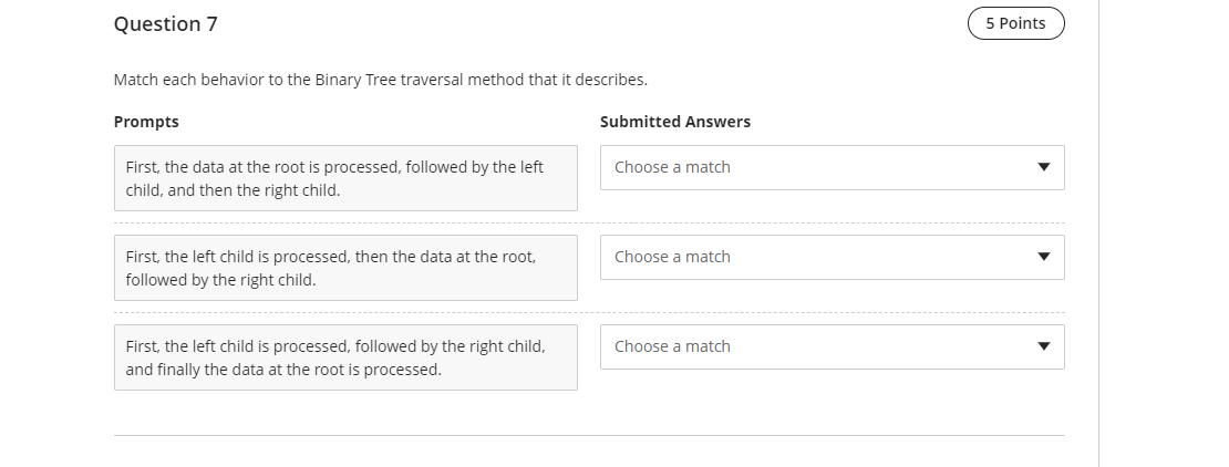 Solved Choosing the matches: 1)Breadth-First Search | Chegg.com