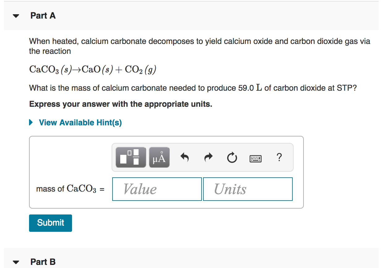 Solved A. When heated, calcium carbonate decomposes to | Chegg.com