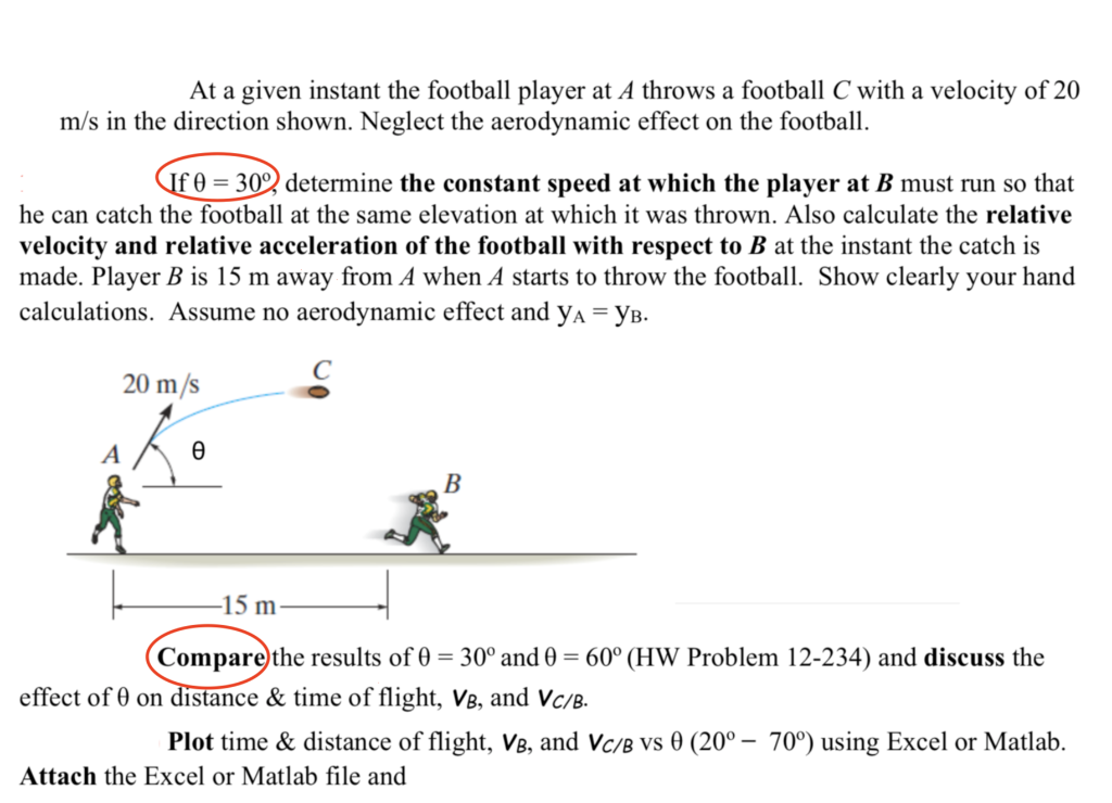 Solved At a given instant the football player at A throws a | Chegg.com