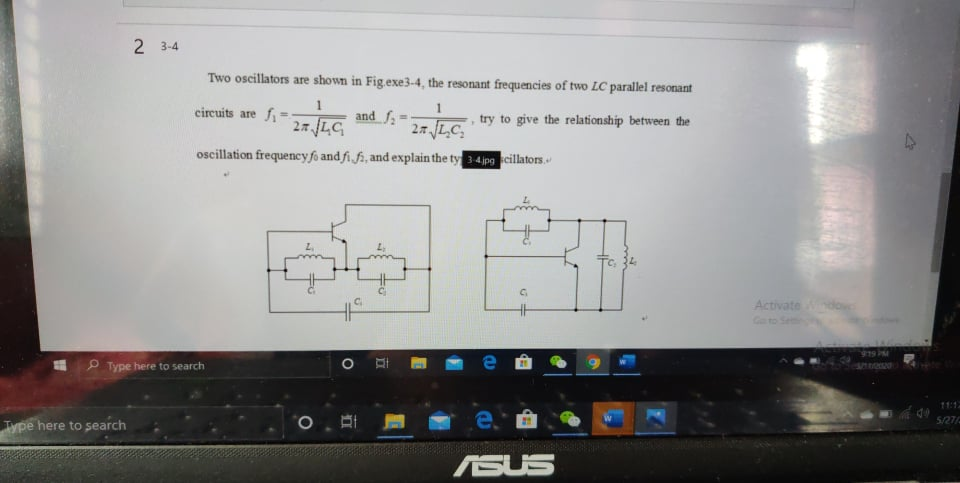 2 3-4 Two oscillators are shown in Fig.exe3-4, the | Chegg.com