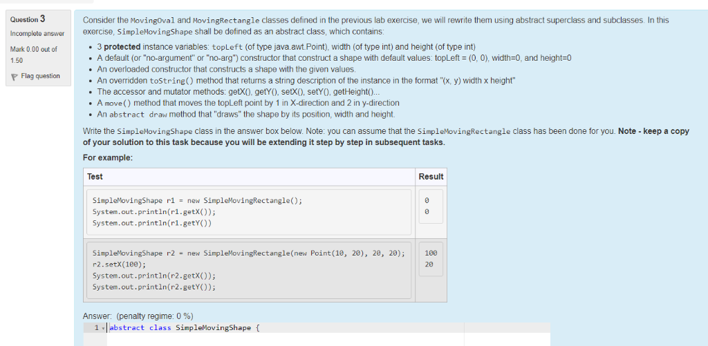 Solved previous MovingRectangle class import | Chegg.com