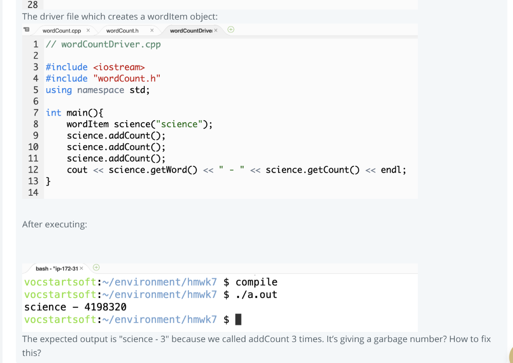 Solved wordCountDriver Movie. h X wordCount.cpp wordCount.h | Chegg.com