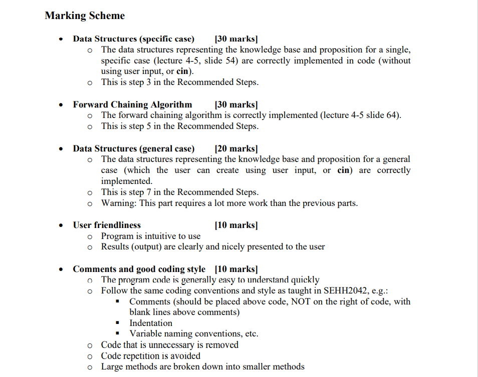 Solved Implement the Forward Chaining Algorithm Create a C++ | Chegg.com