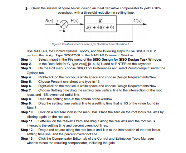 2. Given the system of figure below, design an ideal | Chegg.com
